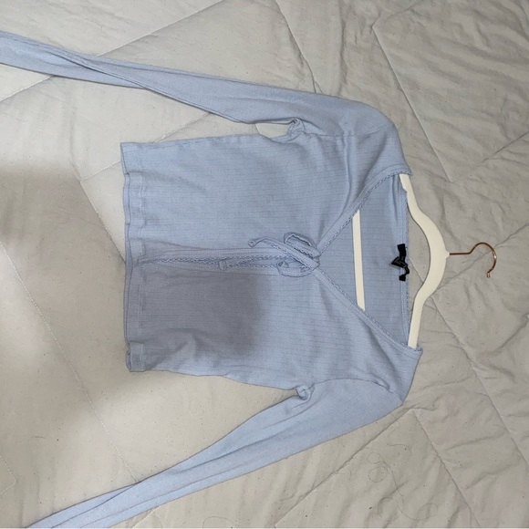 Forever 21 | Sweaters | Light Blue Open Front Tie Crop Top | Poshmark
